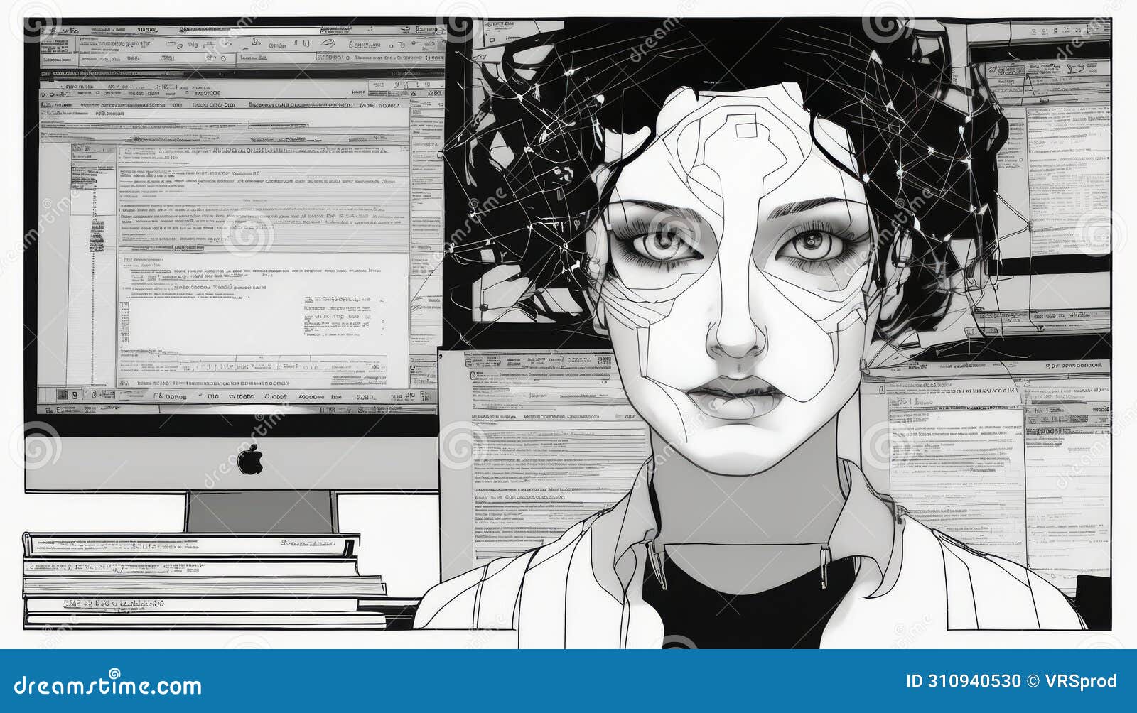 Cybernetic Woman with Technology Stock Photo - Image of portrait ...