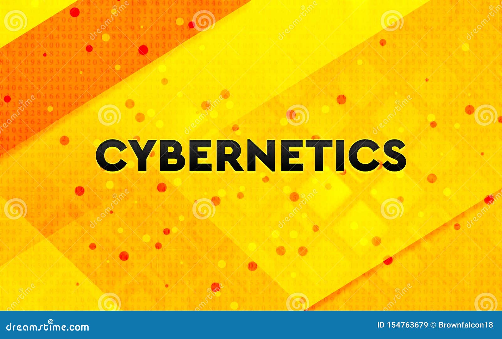 Cybernetics Abstract Digital Banner Yellow Background Stock ...