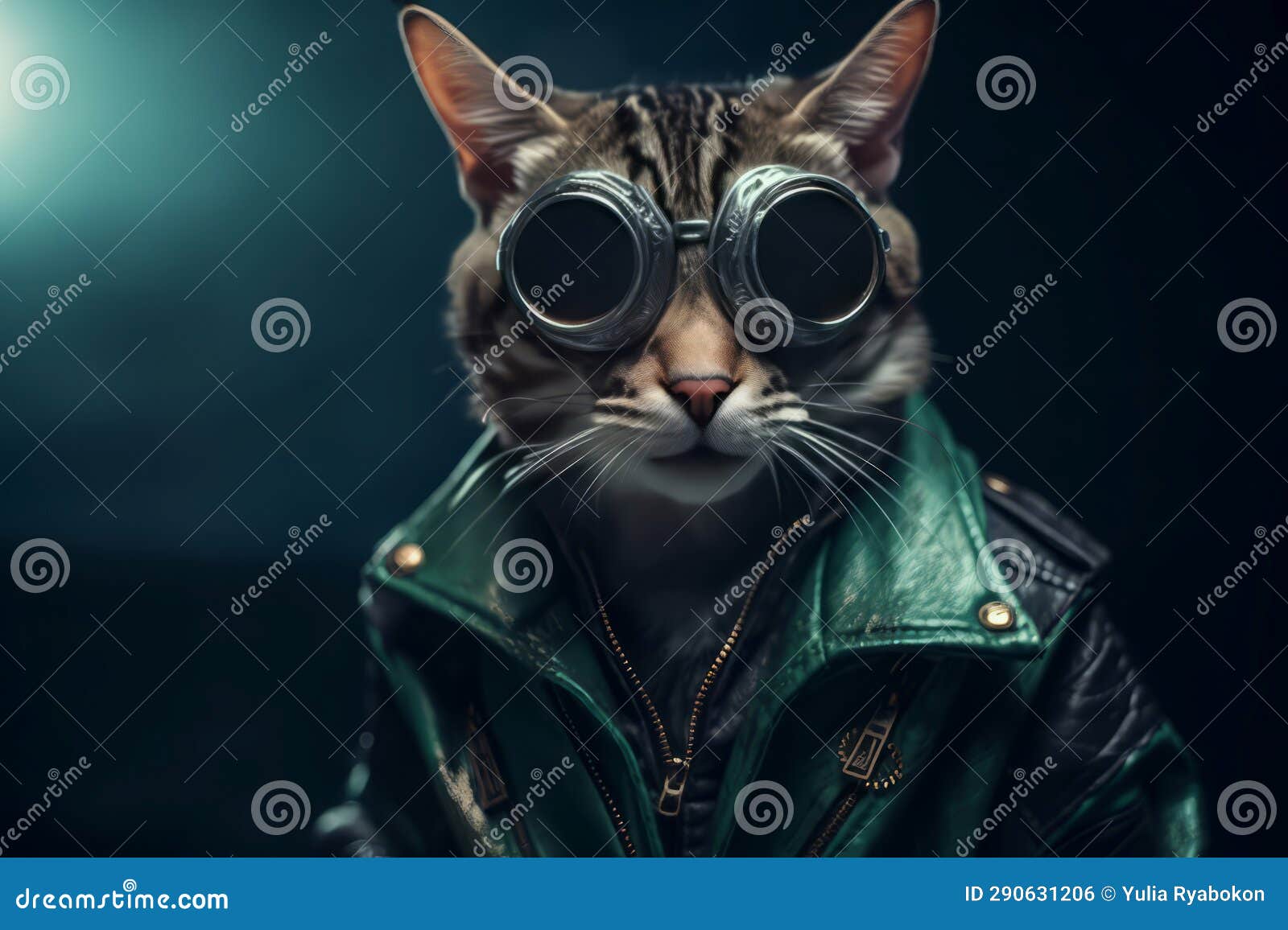 Cyberpunk Cat With Leather Jacket. Generate Ai Stock Photography ...