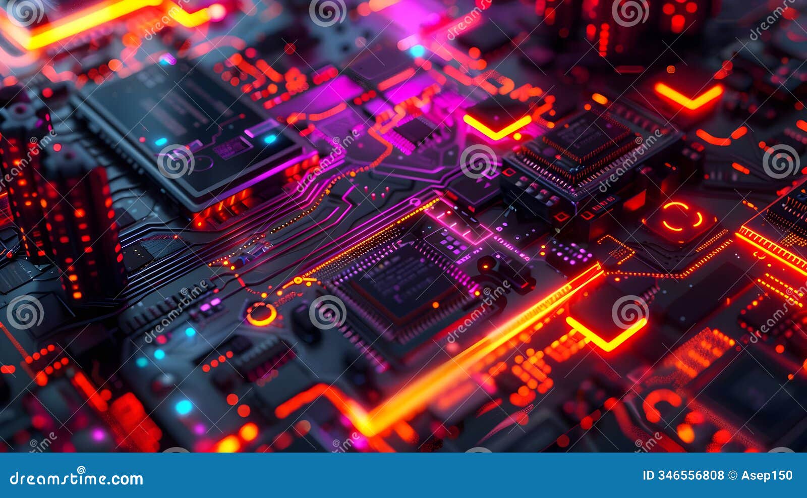 Cyberpunk Circuit With Diamond Geometric Pattern. Electronic Tree Shape ...