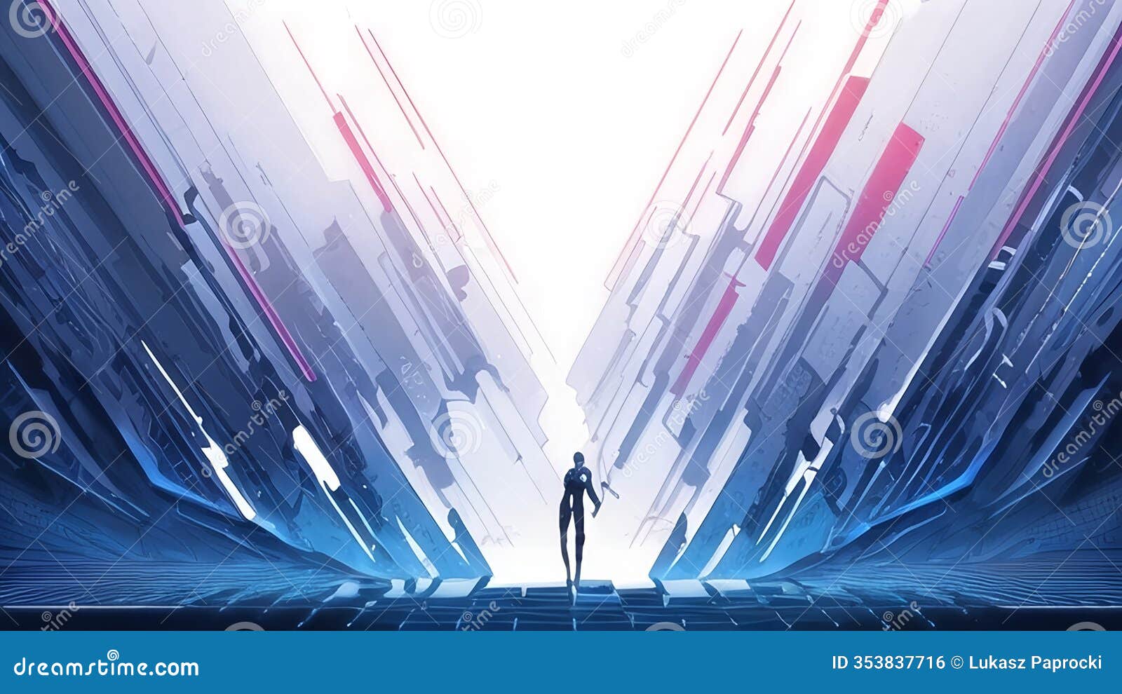 Cyberpunk City Corridor stock illustration. Illustration of technology ...