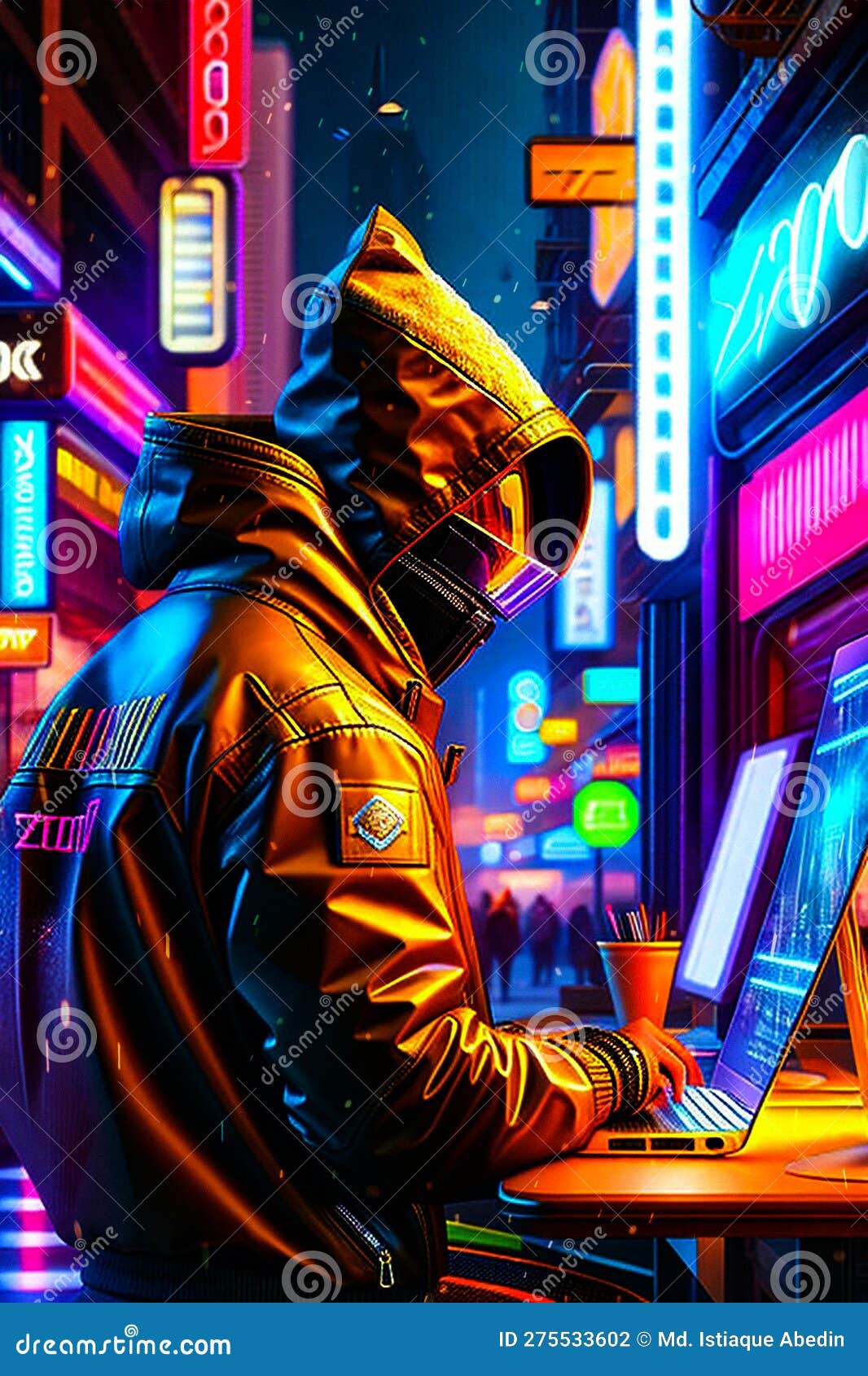 Cyberpunk Cool Hacker Working Laptop. Anonymous Hacker Coding with ... Cyberpunk Cool Hacker Working Laptop. Anonymous Hacker Coding with ...