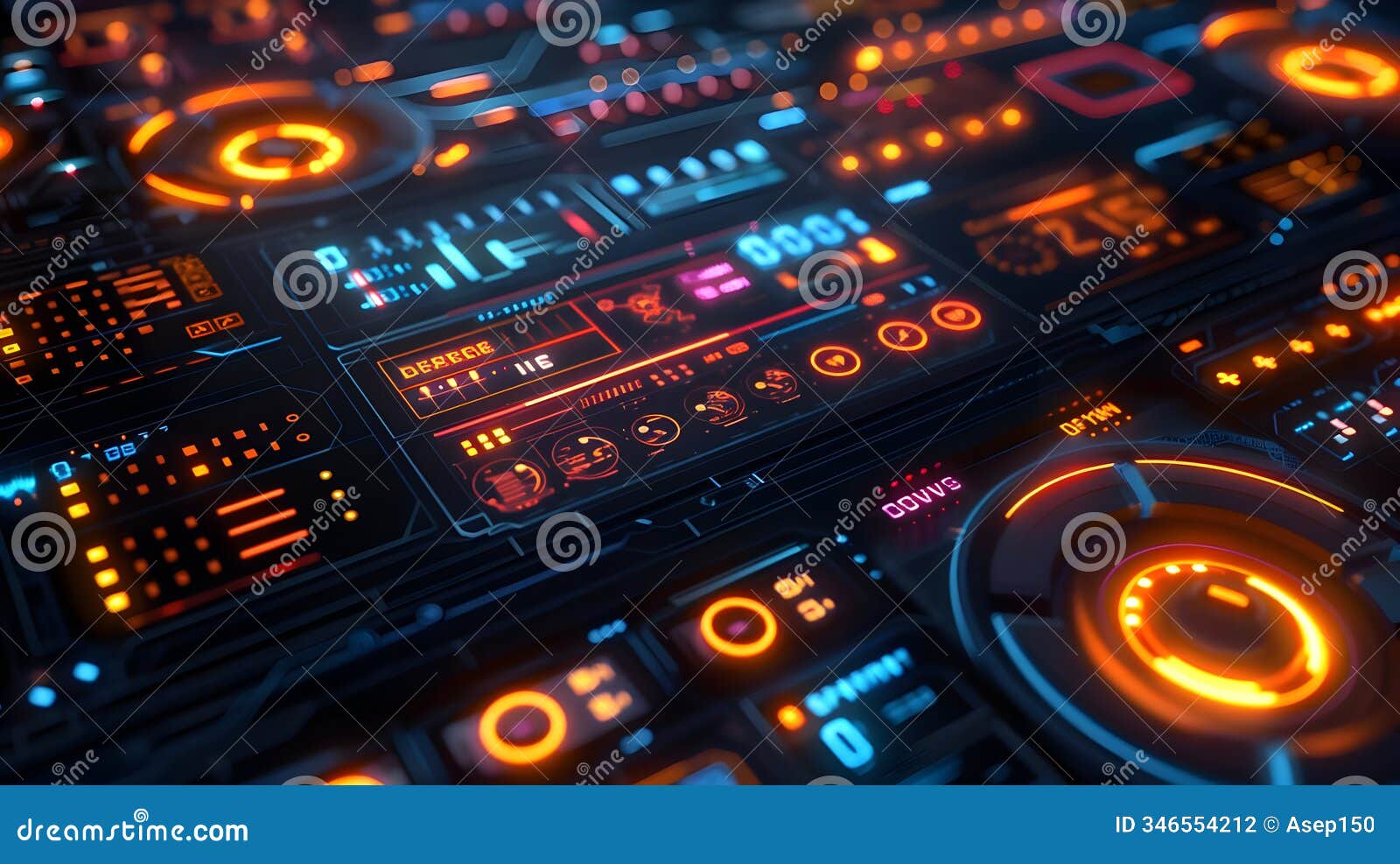 Cyberpunk 3D Interface Illustration Stock Illustration - Illustration ...