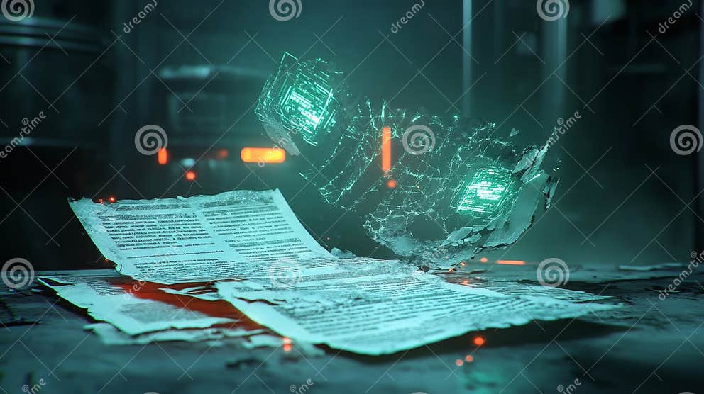 Cyberpunk Data Fragmentation Digital Secrets on a Crumbling Surface a ...