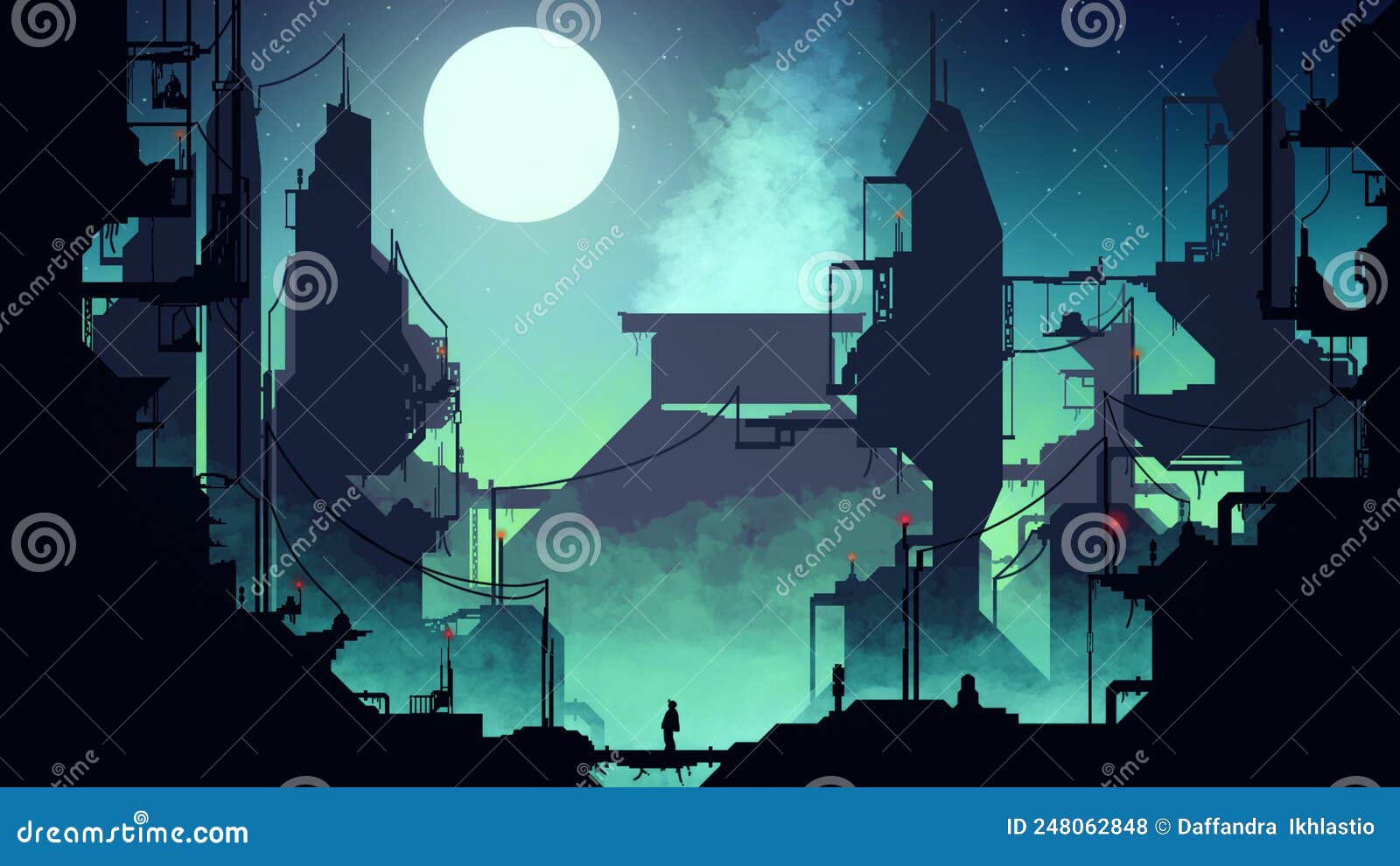 Cyberpunk Factory 2D Illustration Stock Illustration - Illustration of ...