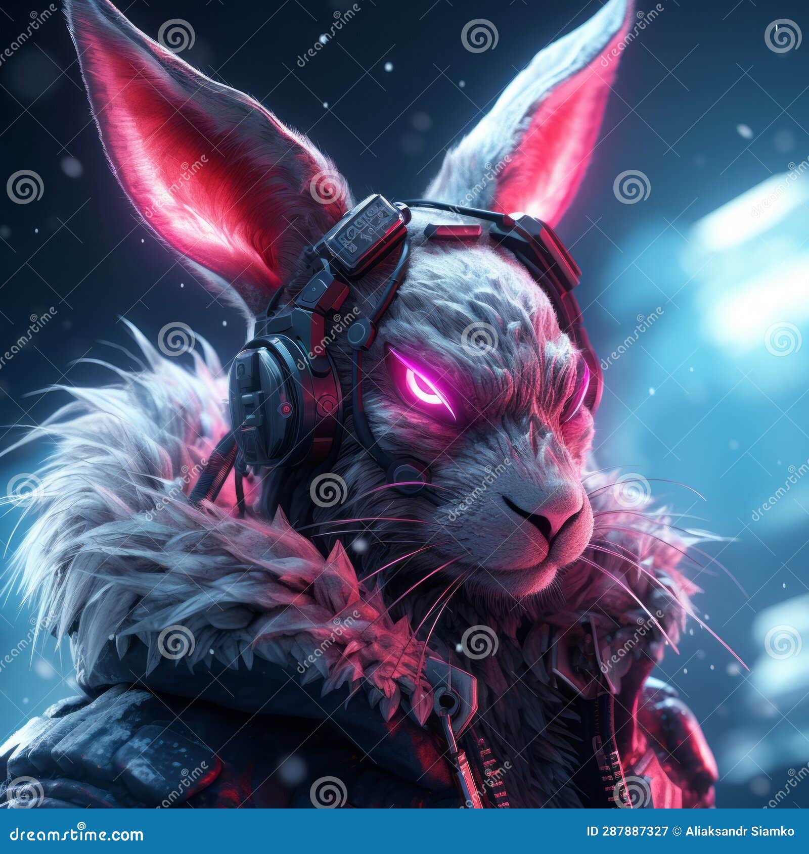Cyberpunk Frozen Rabbit Portrait Stock Illustration - Illustration of ...