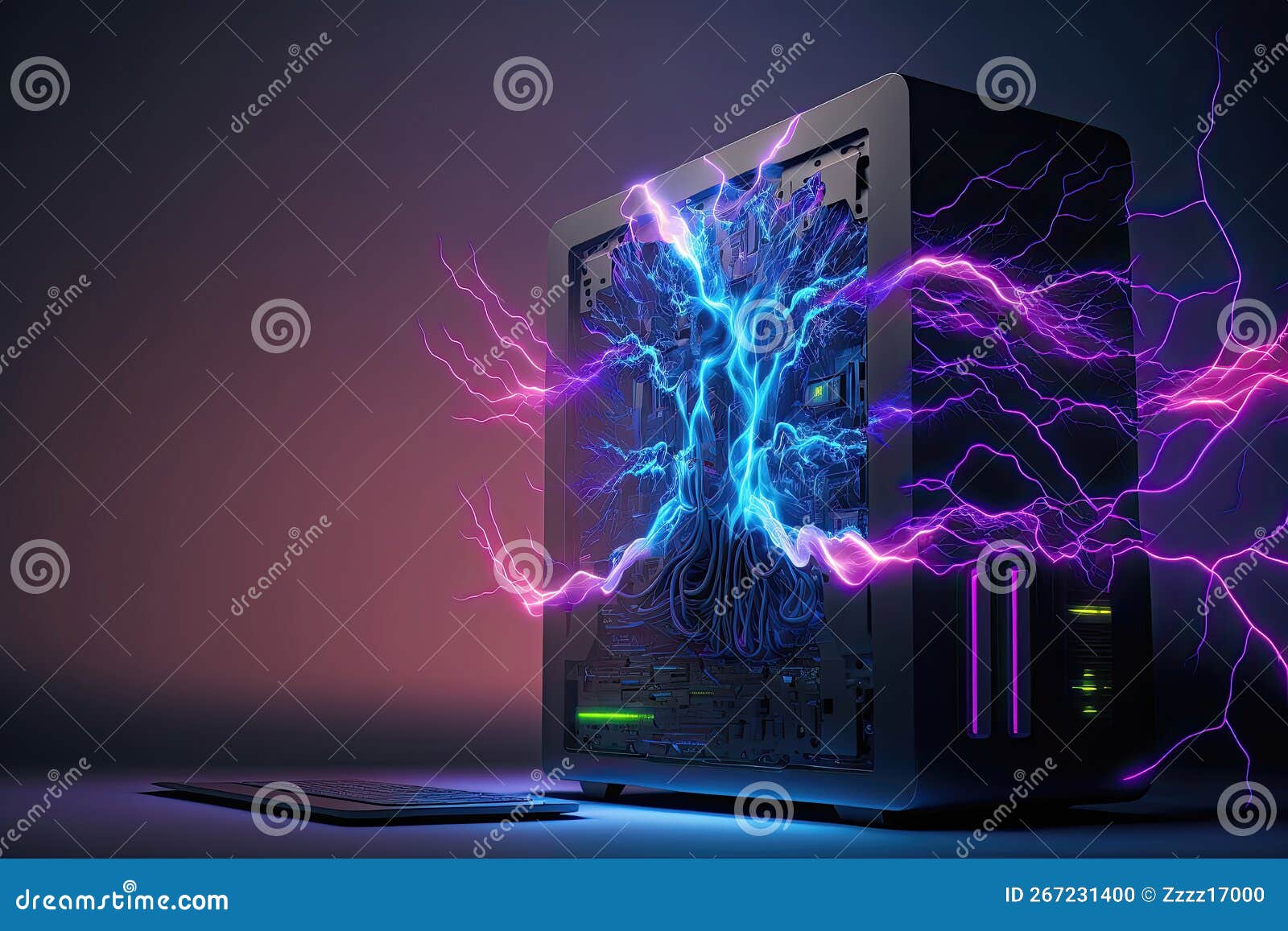 Cyberpunk Future: Dynamic and Colorful Computer. Generative AI Stock ...