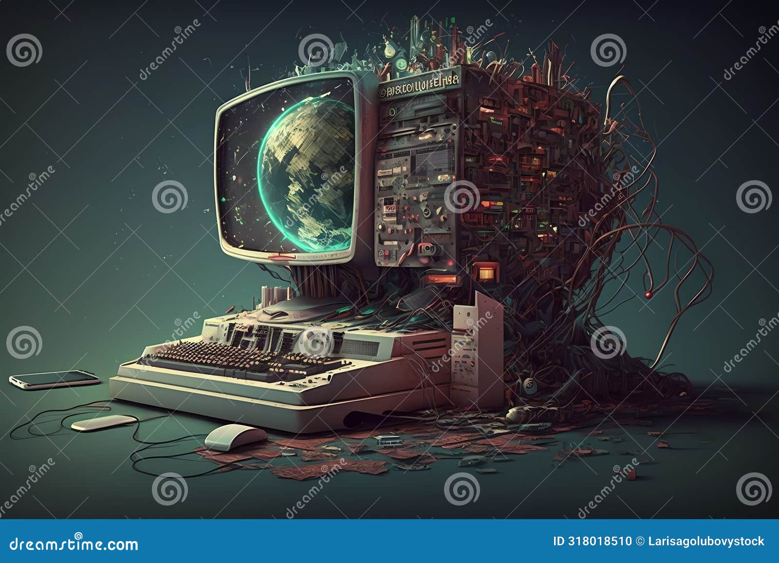 Cyberpunk Future. Industrial Disaster Technology Development. Stock ...