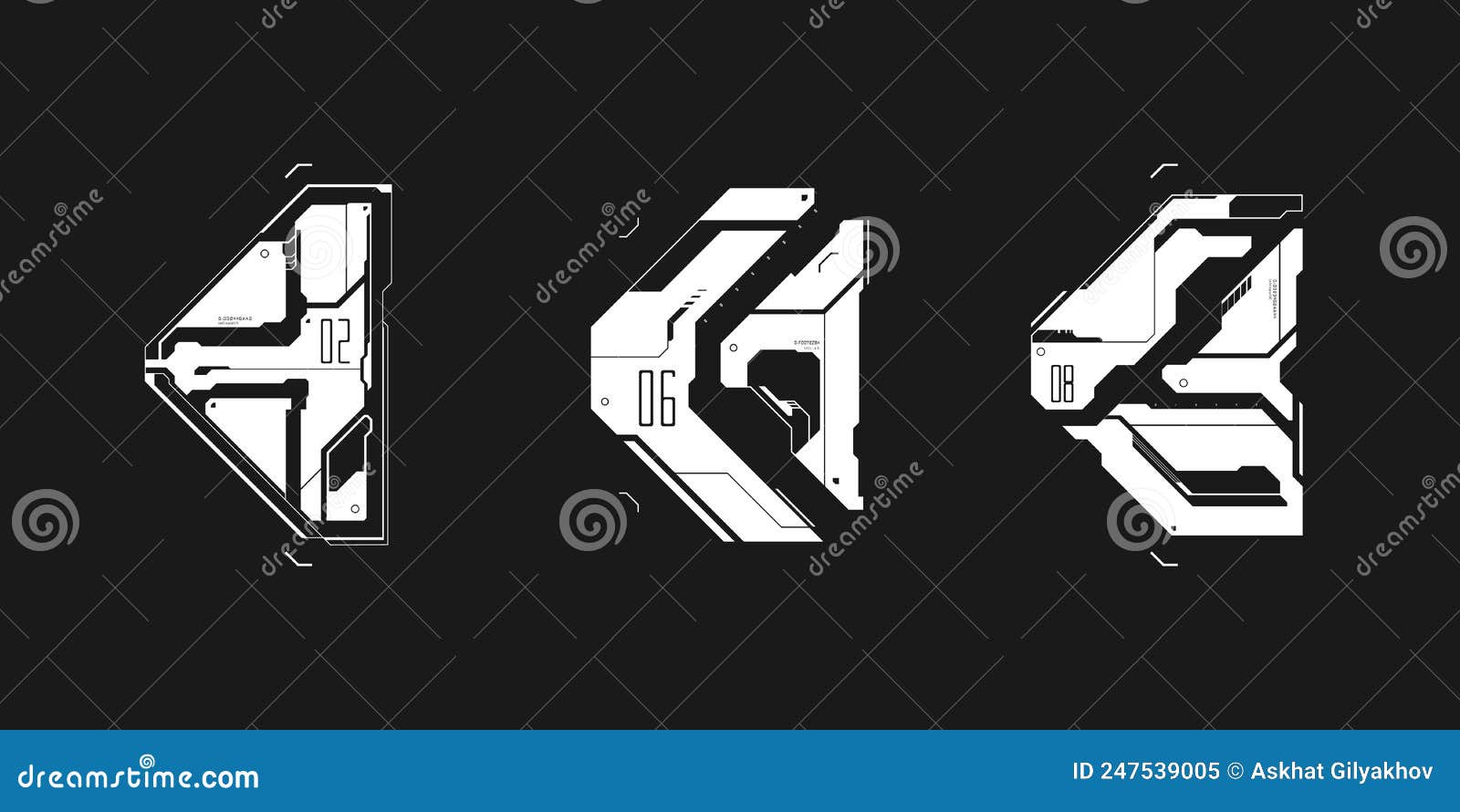 Cyberpunk Futuristic Arrows Set. Cyber Futuristic Design Elements Set ...