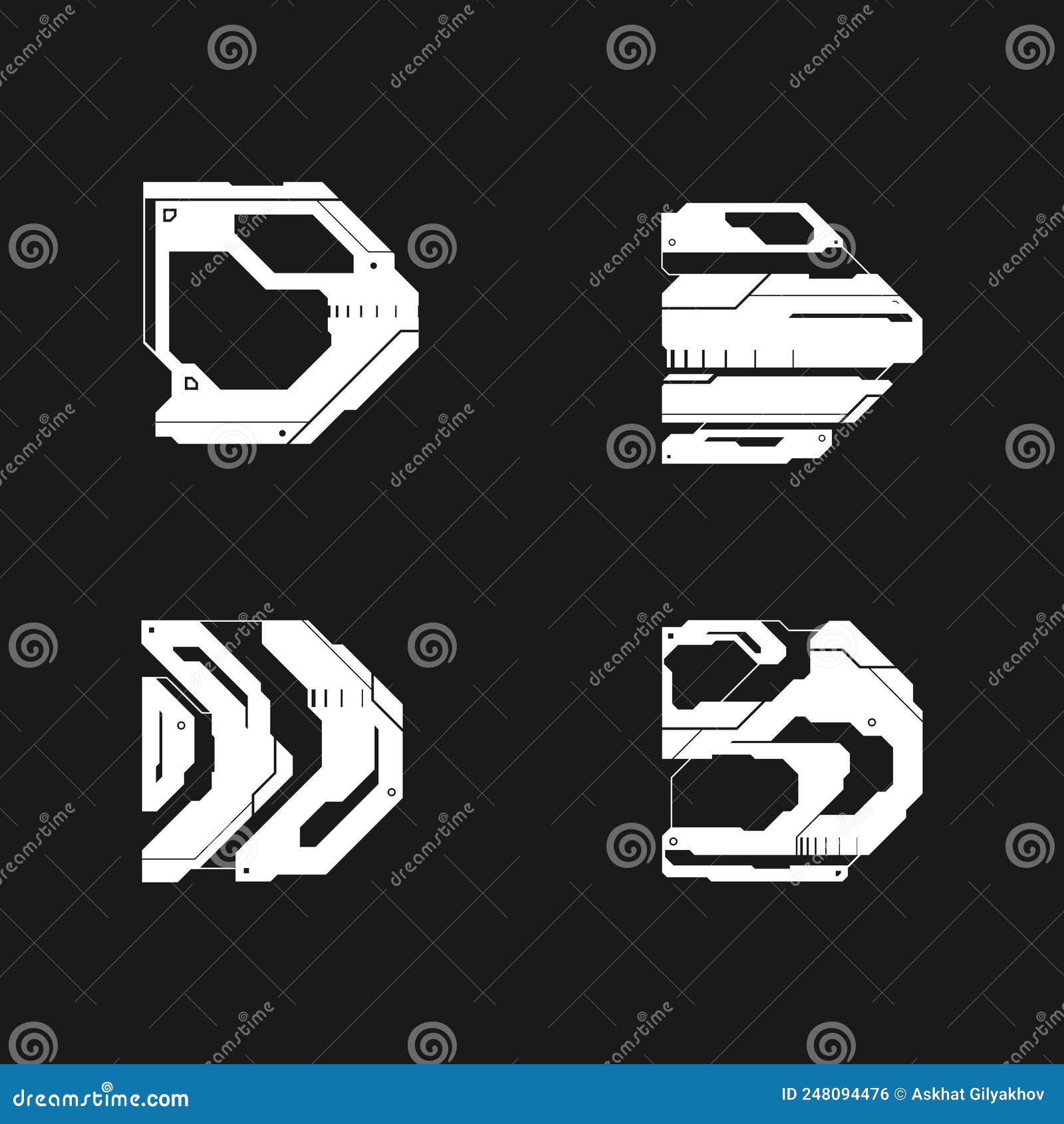 Cyberpunk Futuristic Arrows Set. Tech Futuristic Design Elements Set ...