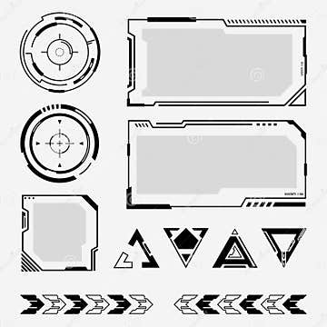 Cyberpunk Futuristic Elements Collection HUD Round Frames or Borders ...
