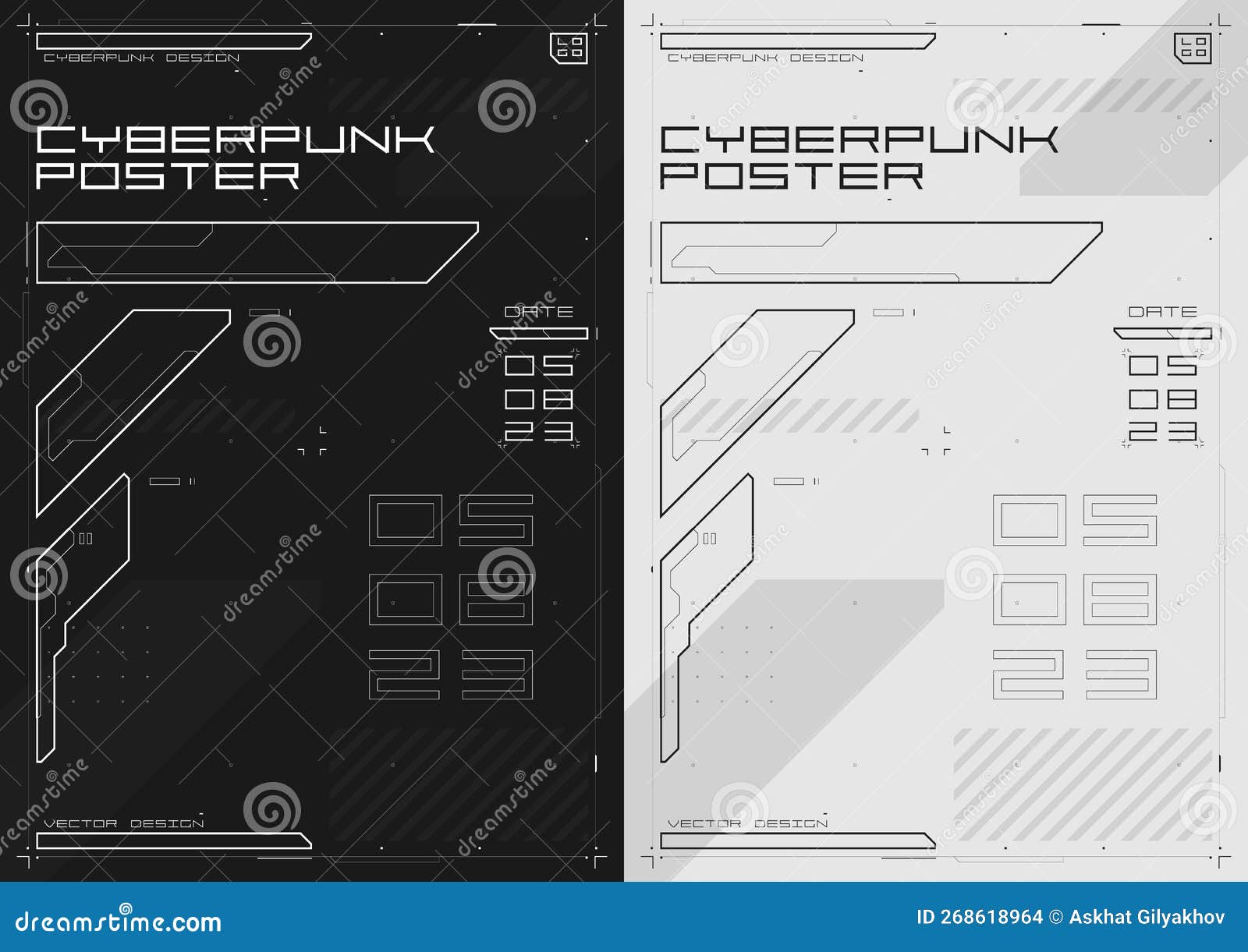 Cyberpunk Futuristic Poster Set. Modern Cyberpunk Design for Web and ...