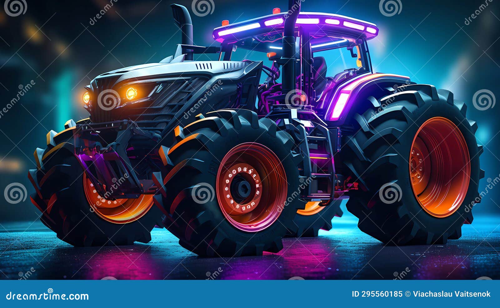 Cyberpunk Futuristic Tractor Hyperrealistic 3D-Style Concept Stock ...
