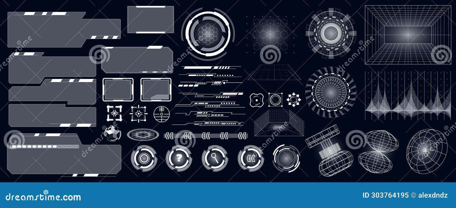 Cyberpunk Futuristic User Interface Mega Set in Flat Design. Vector ...