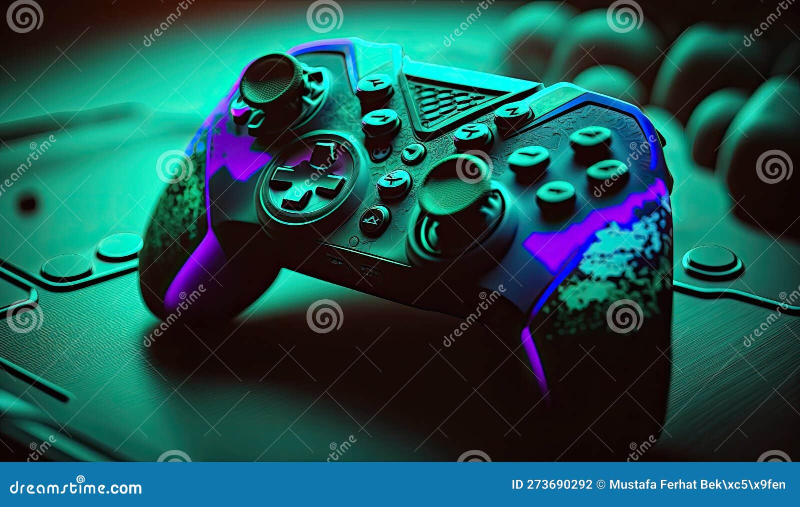 Cyberpunk Gaming Controller Joystick, Gamepad Illustration Stock ...