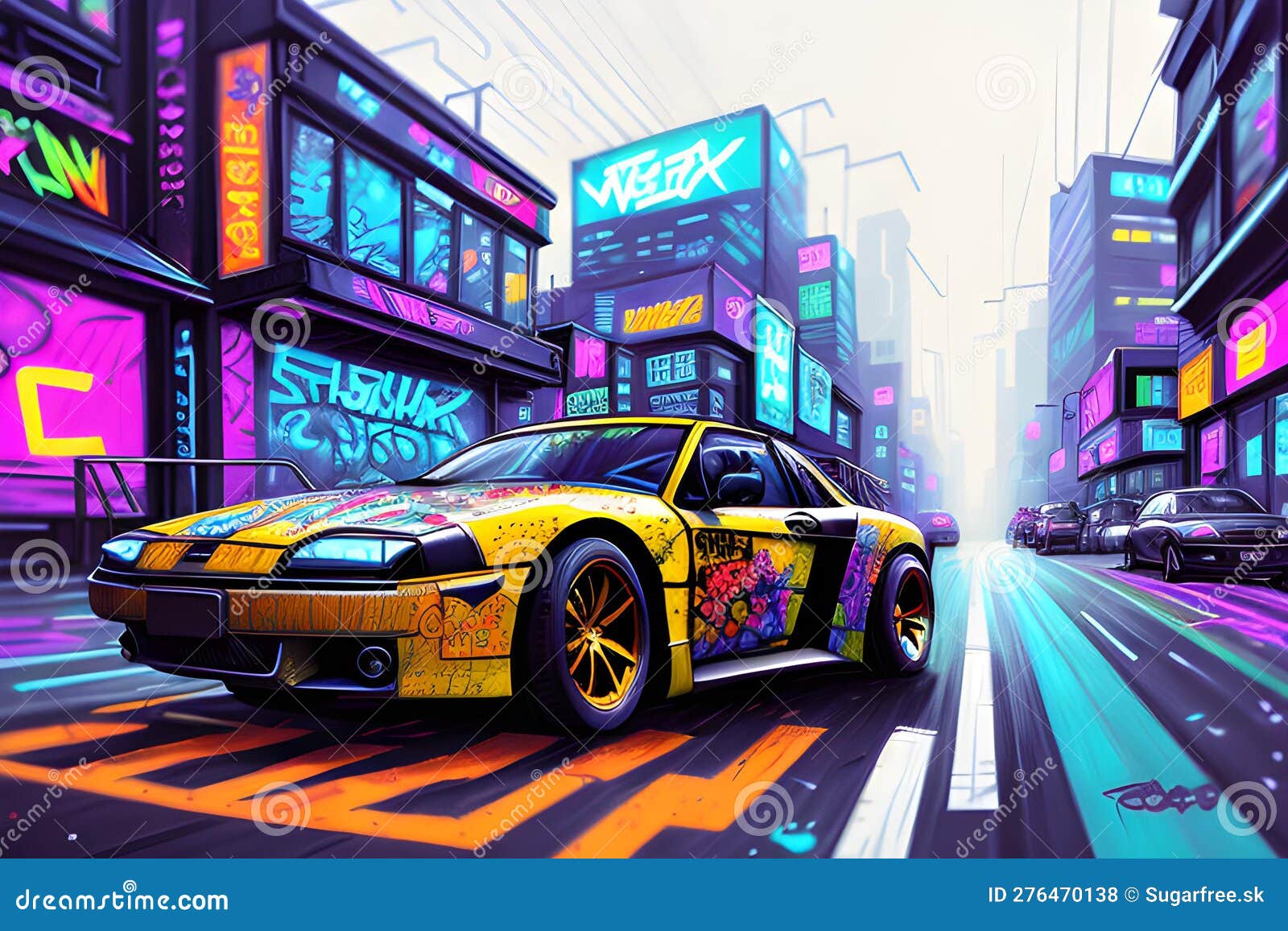 Cyberpunk Graffiti Style Illustration Stock Photo - Image of drawing ...