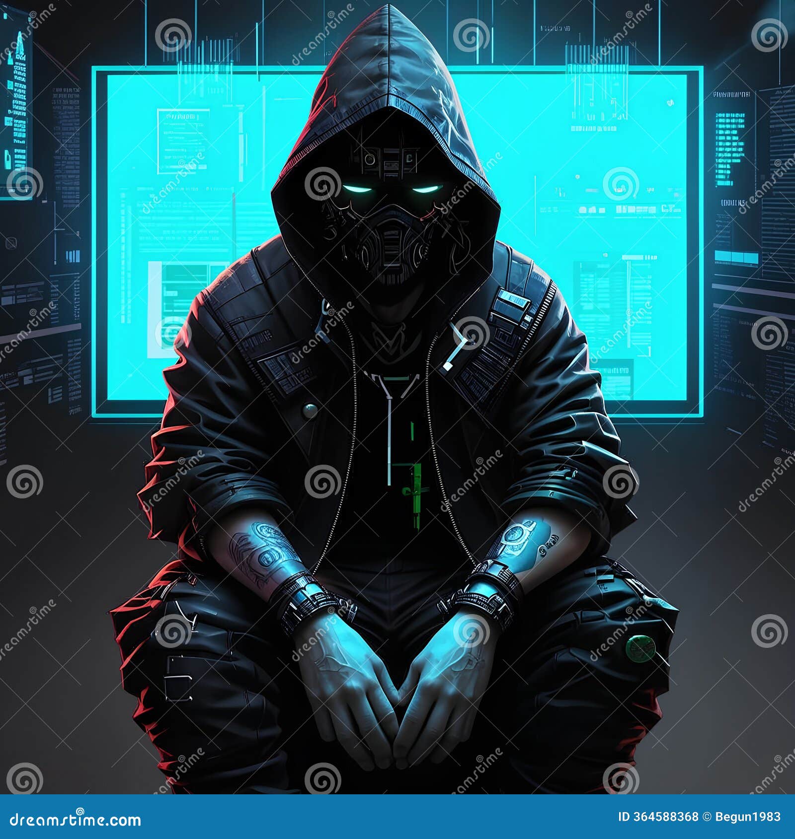 Cyberpunk Hacker Girl Stock Illustration | CartoonDealer.com #240595183