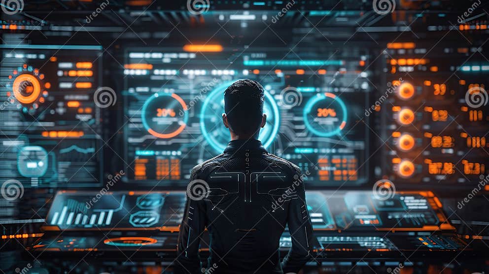 Cyberpunk Hacker at Work stock illustration. Illustration of programmer ...