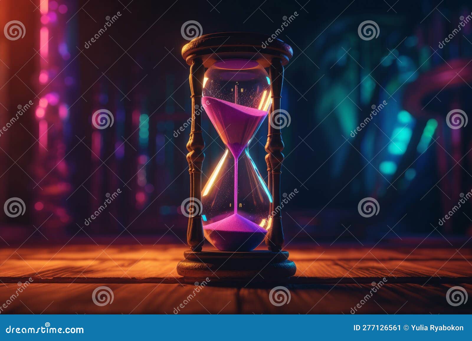 Cyberpunk Hourglass. Generate AI Stock Illustration - Illustration of ...