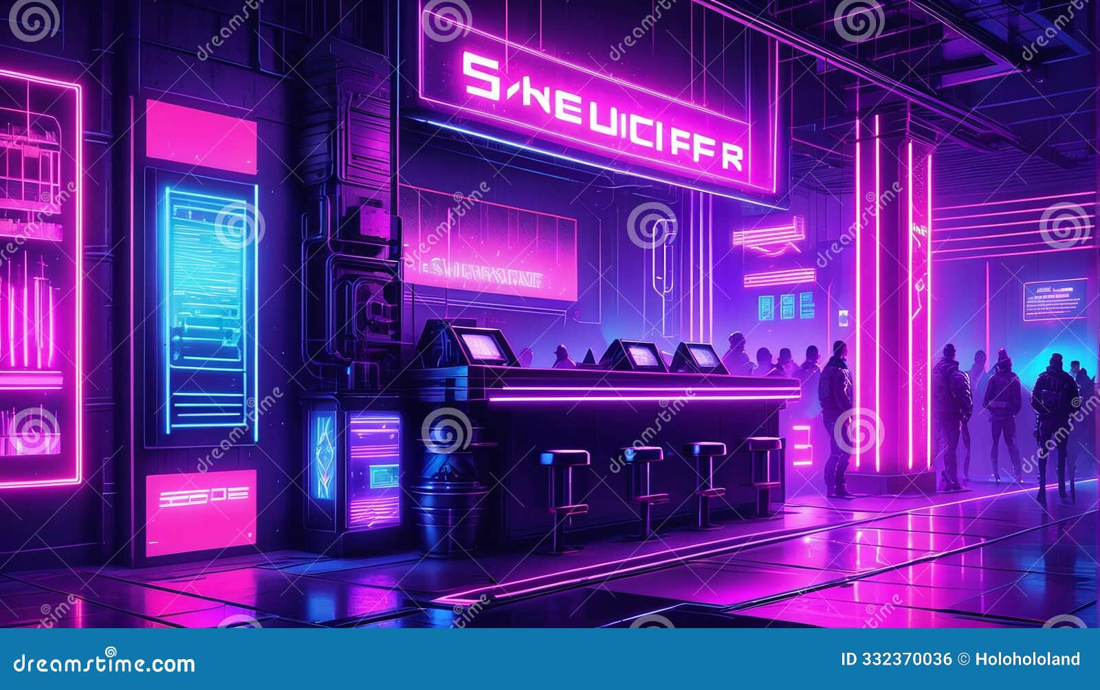 Cyberpunk-inspired City With Neon Lights Stock Photo | CartoonDealer ...