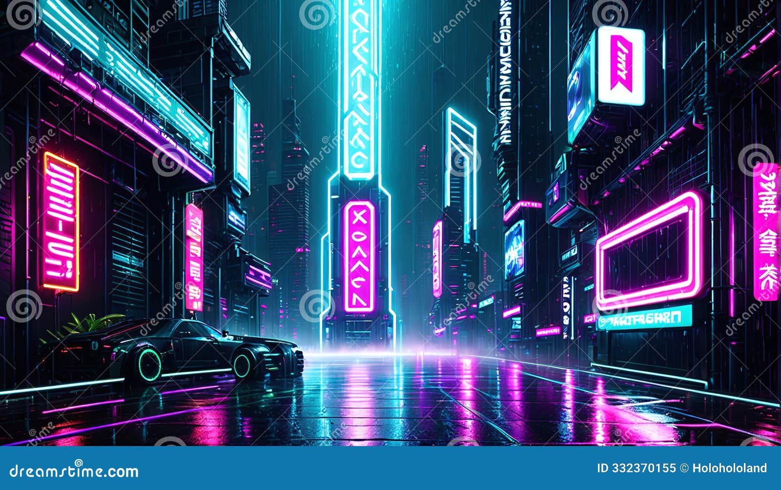 Cyberpunk-inspired City With Neon Lights Royalty-Free Stock Photography ...
