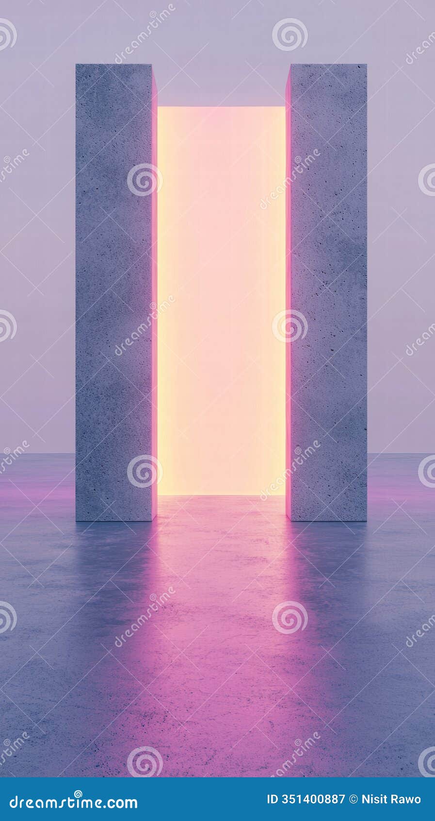 Cyberpunk Inspired Vibrant Light Columns with Glow and Reflections ...