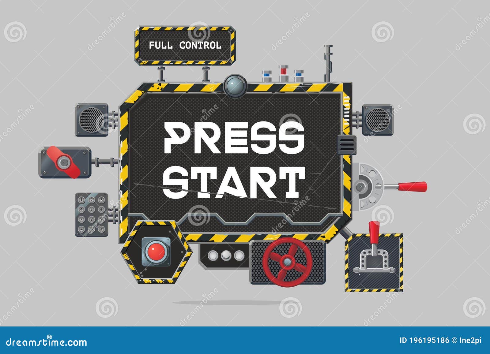 Cyberpunk Interface. Control Panel with Display, Buttons and Handles ...