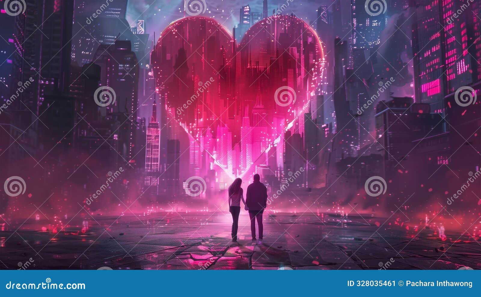 Cyberpunk Love stock illustration. Illustration of relationship - 328035461