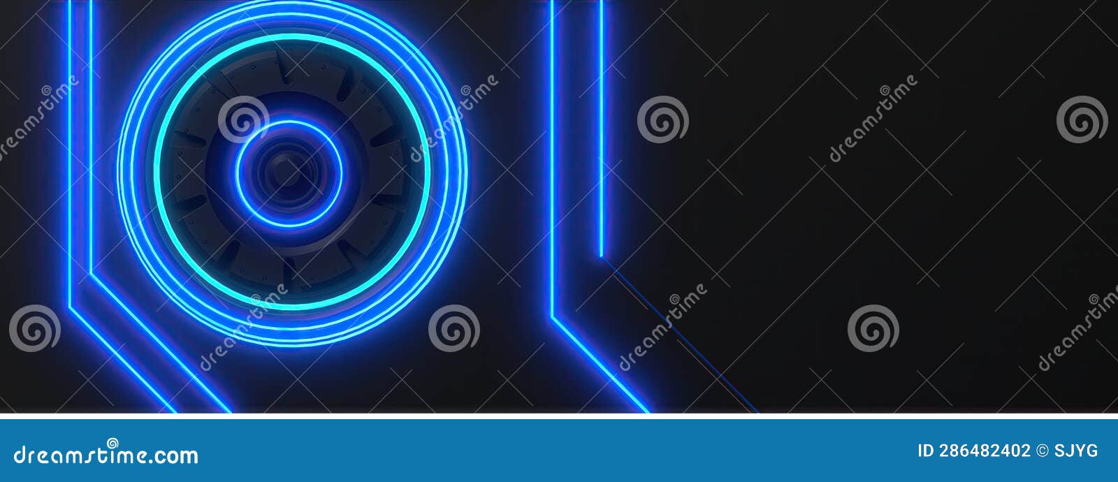 A Cyberpunk Mechanical Pattern Glowing with a Blue and Black Elegant ...