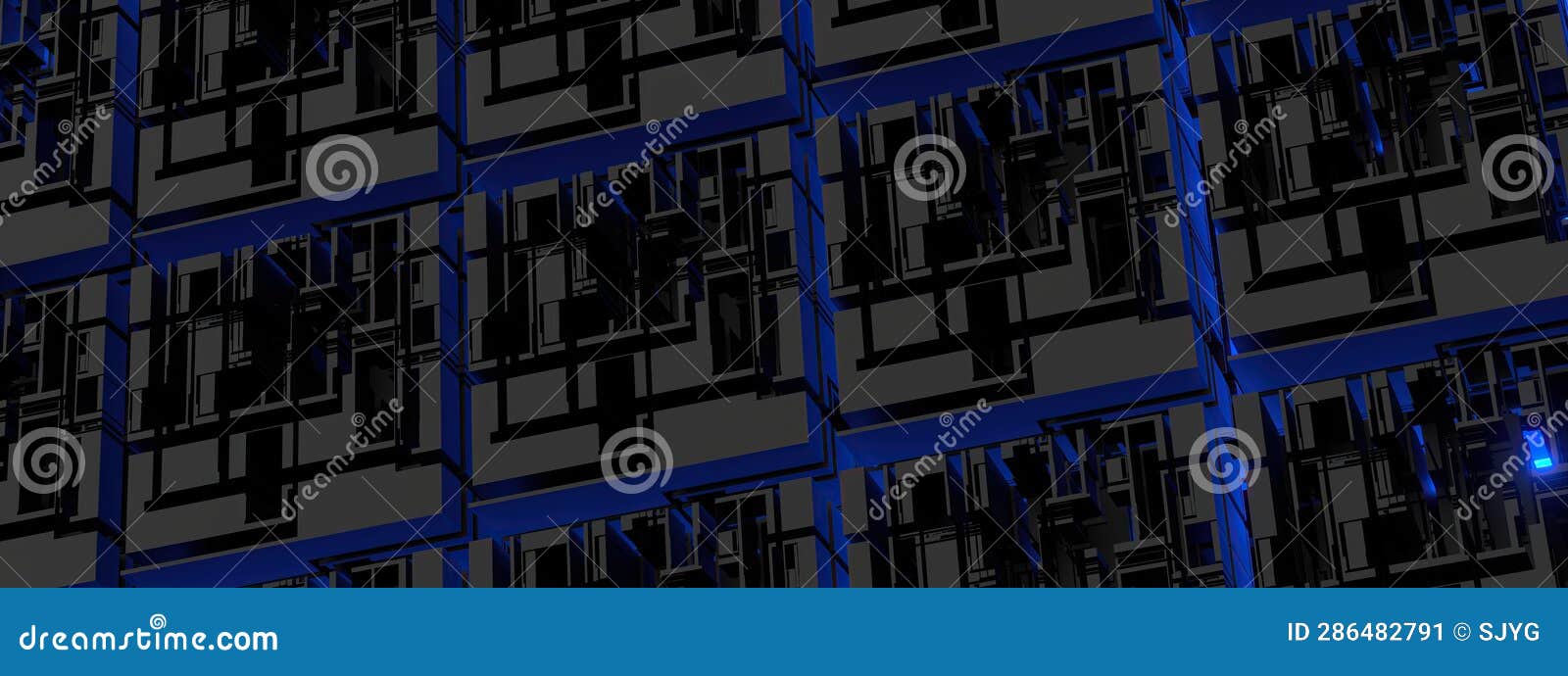 A Cyberpunk Mechanical Structure Top Glowing with a Blue and Black ...