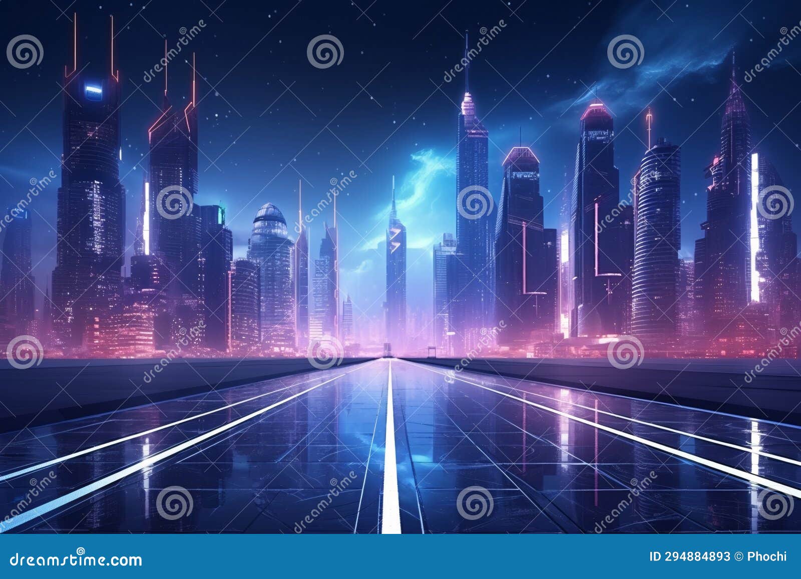 Cyberpunk Night City A Glimpse Into The Future Stock Illustration