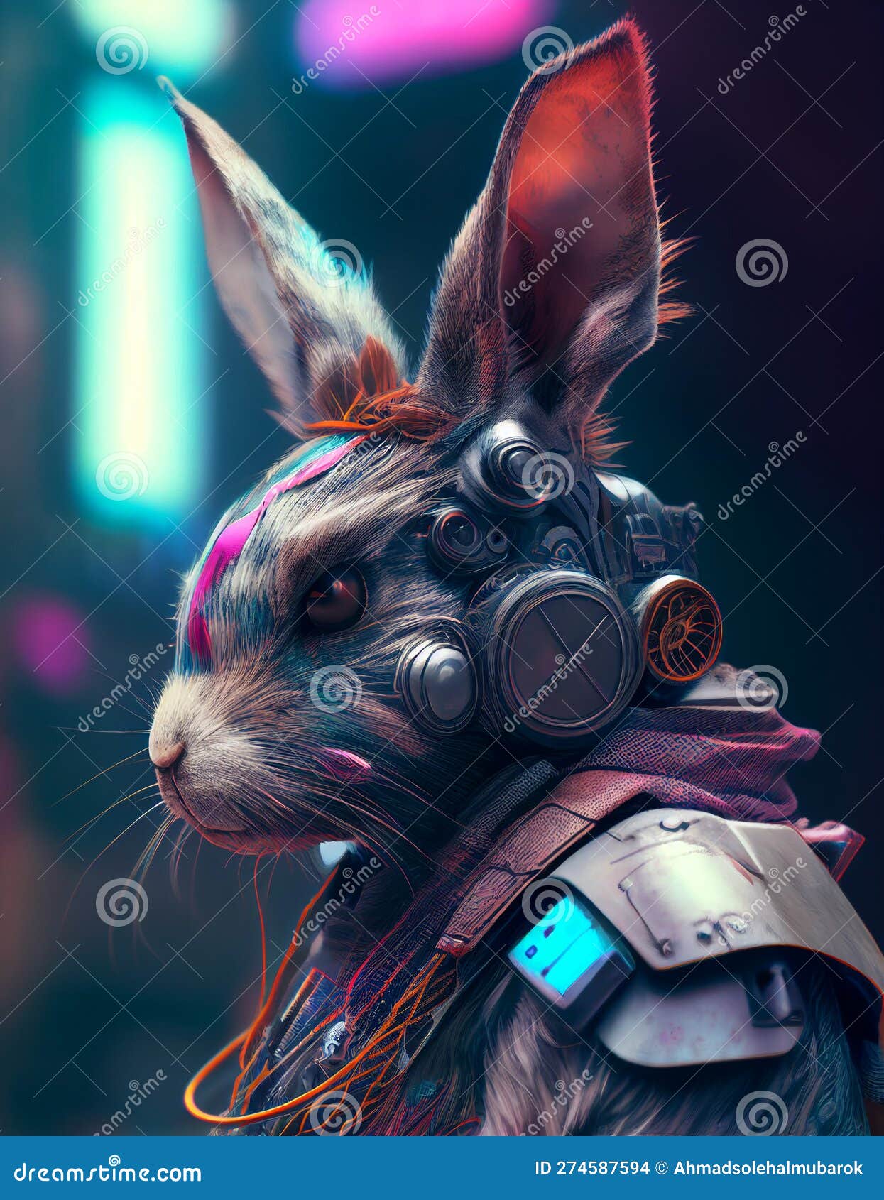 Cyberpunk Rabbit Realistic Illustration AI Generated Stock Illustration ...