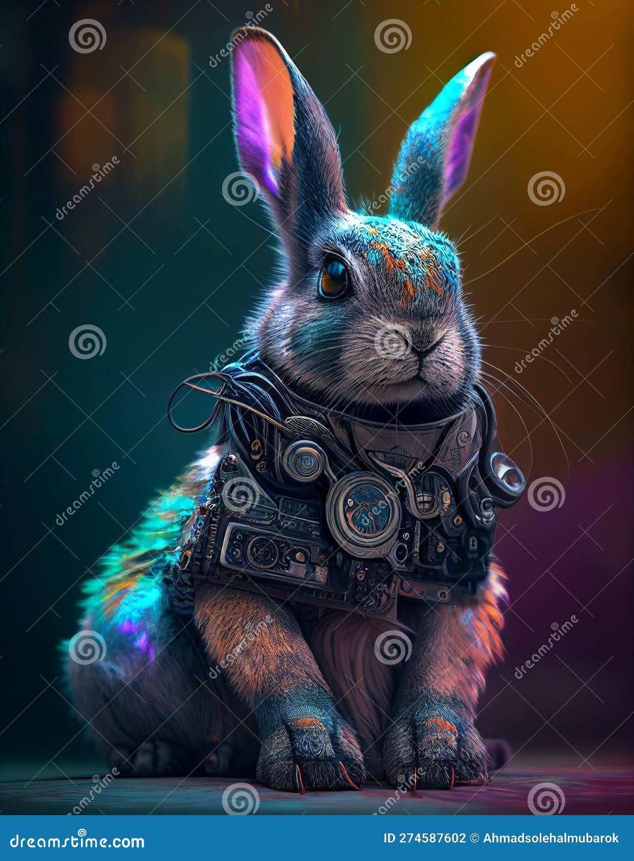 Cyberpunk Rabbit Realistic Illustration AI Generated Stock Illustration ...
