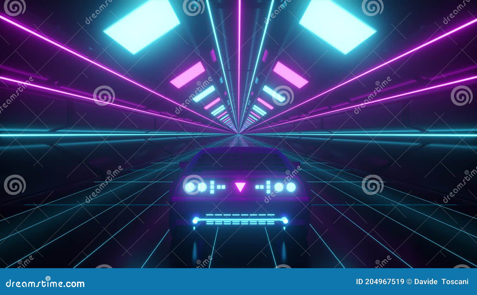 Cyberpunk Retro Synthwave Car Tunnel Landscape VJ Loop Motion ...