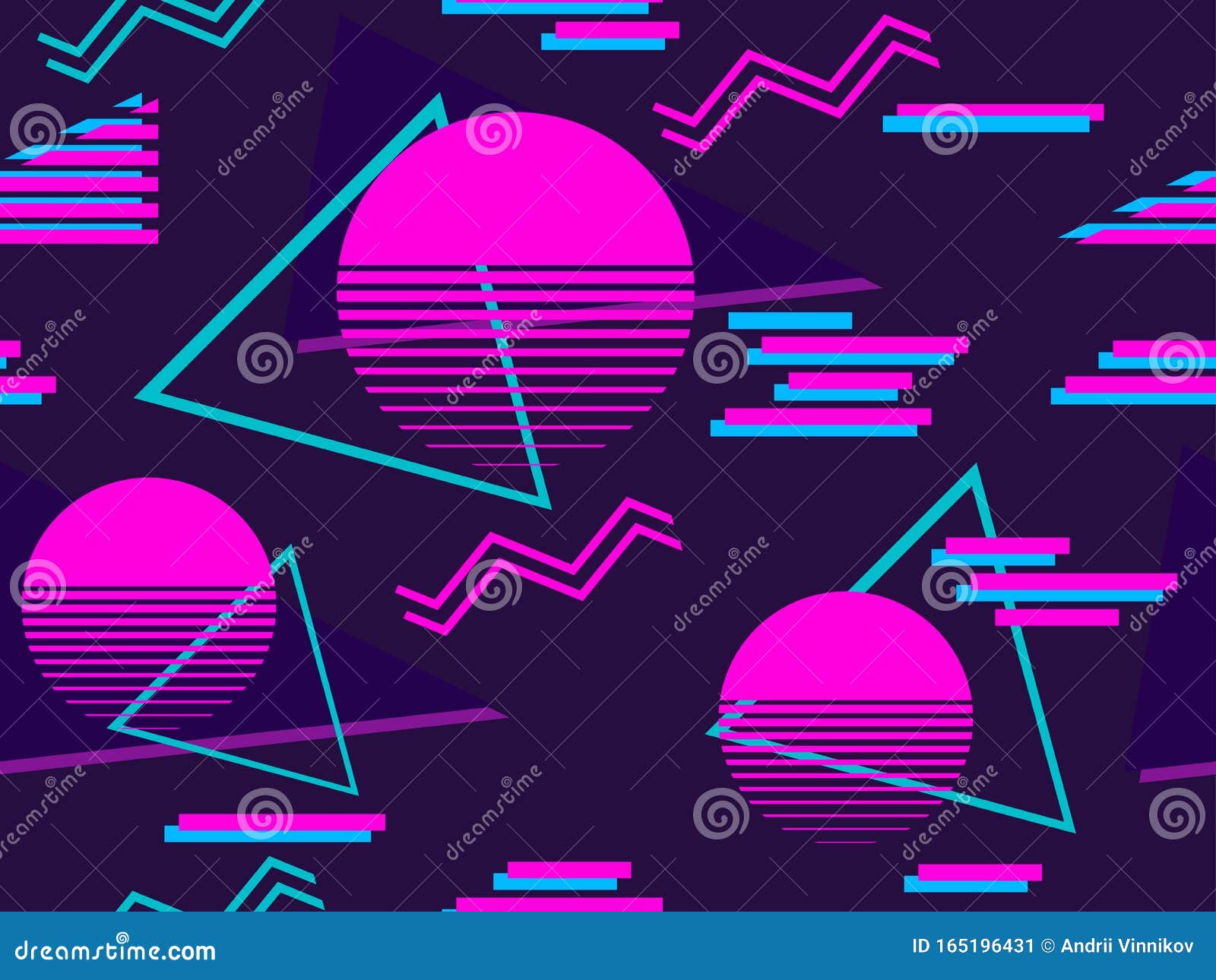 Cyberpunk Seamless Pattern. Retro Futurism Of The 80s. Neon Round And ...