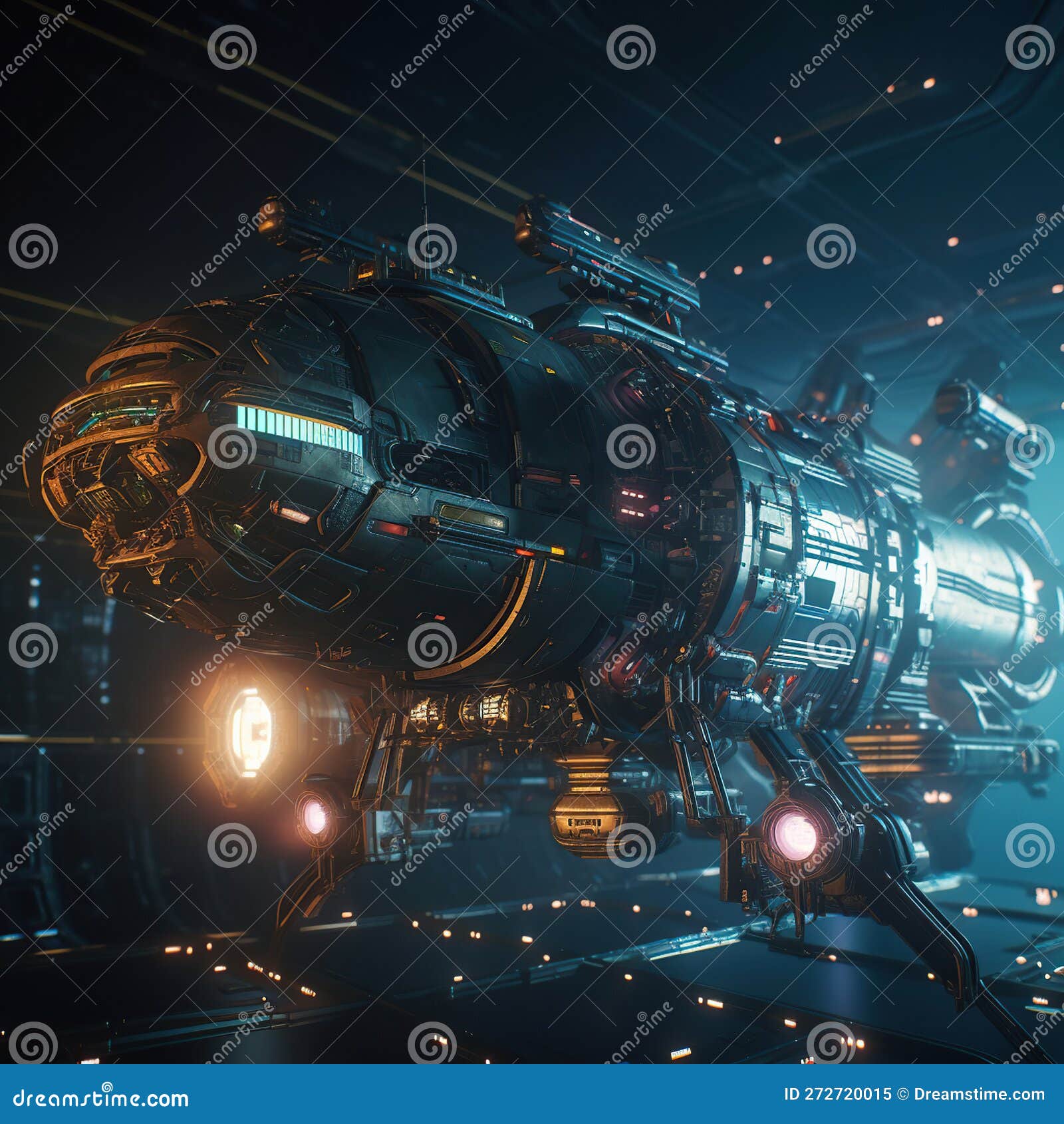 Cyberpunk Spaceship Entering the Atmosphere. Generative Ai Stock ...