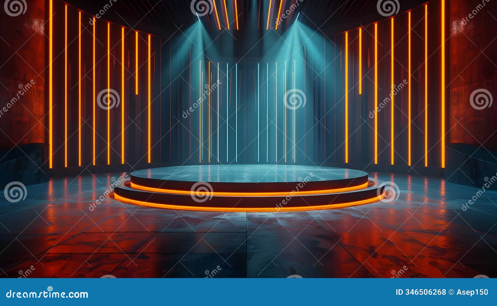 Cyberpunk Stage 3D Render stock illustration. Illustration of texture ...