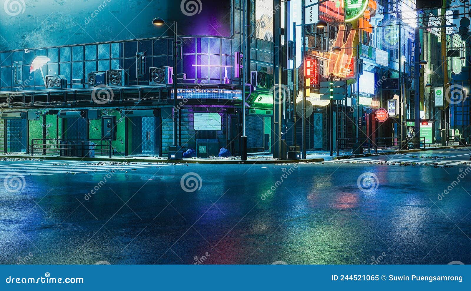 Cyberpunk Street Scene, Made With Generative AI Stock Image ...