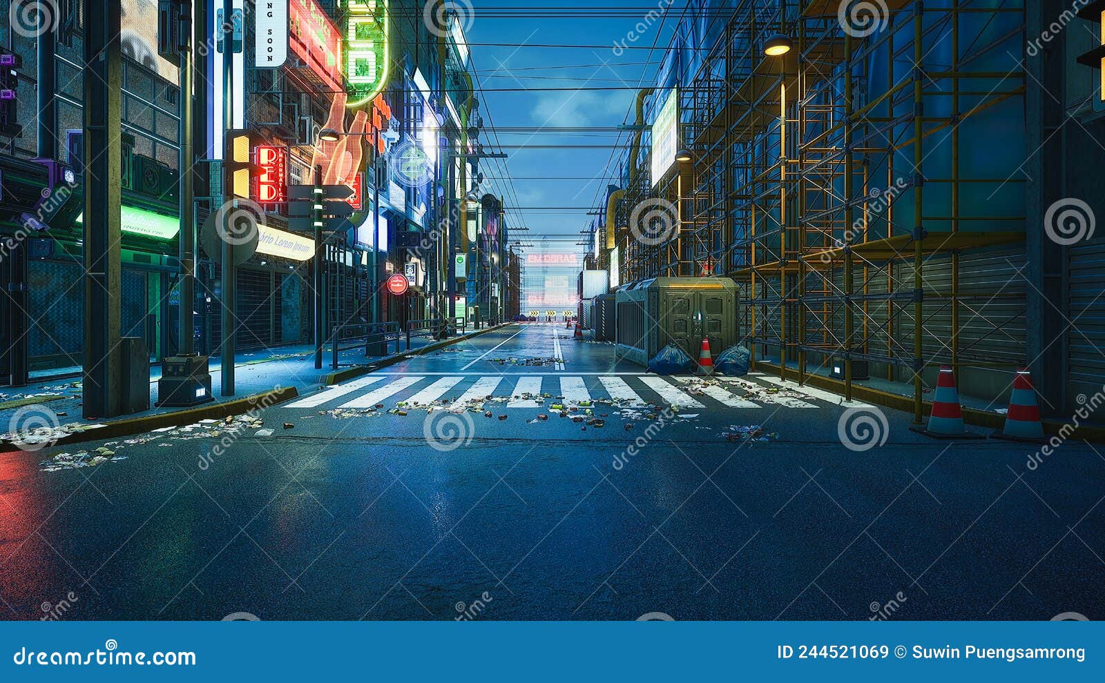 Cyberpunk Street Scene, Made With Generative AI Stock Image ...
