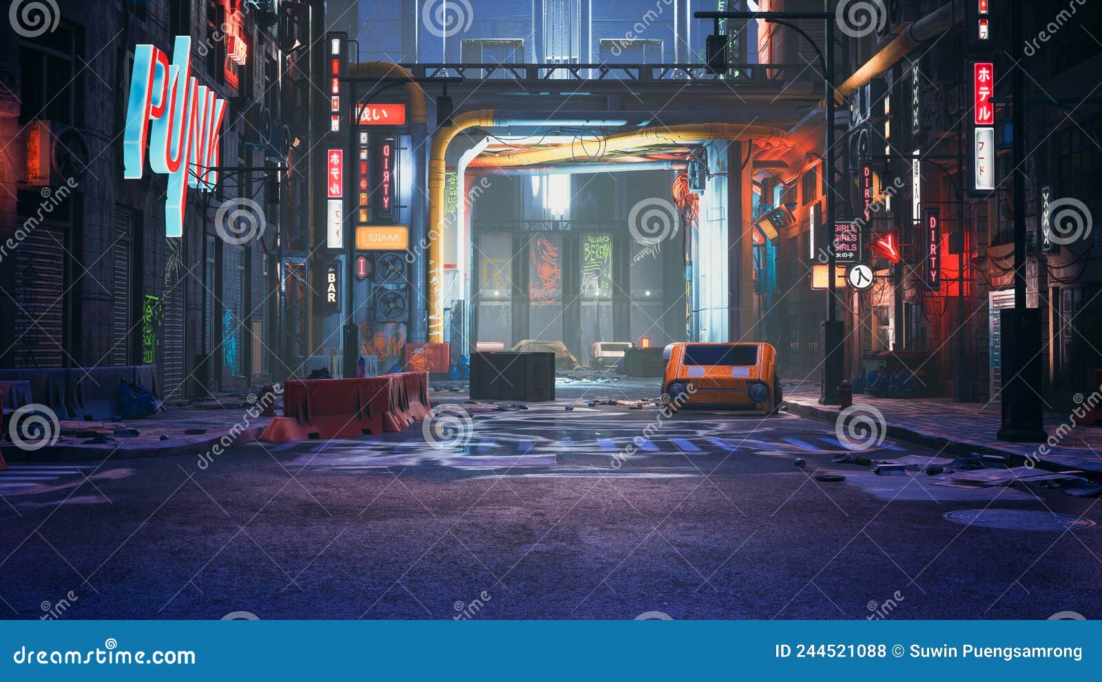 Cyberpunk Street Scene, Made With Generative AI Stock Image ...