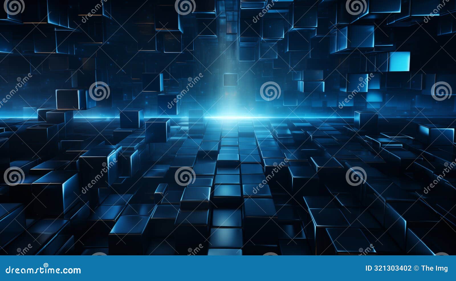 Cyberpunk Style Blue Cube Ai Generated Metal Pattern Stock Photo ...