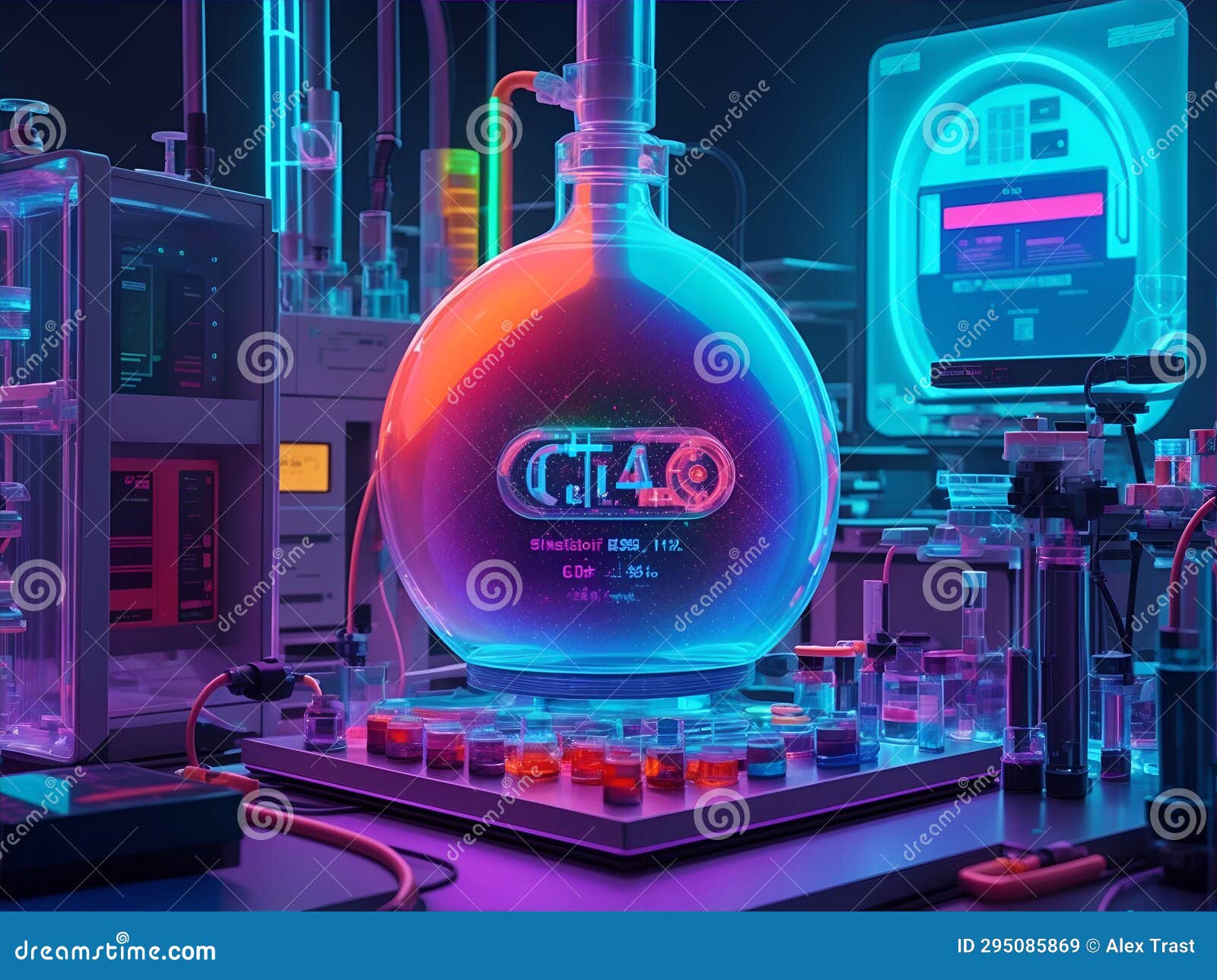 Cyberpunk-Style Laboratory stock illustration. Illustration of ...