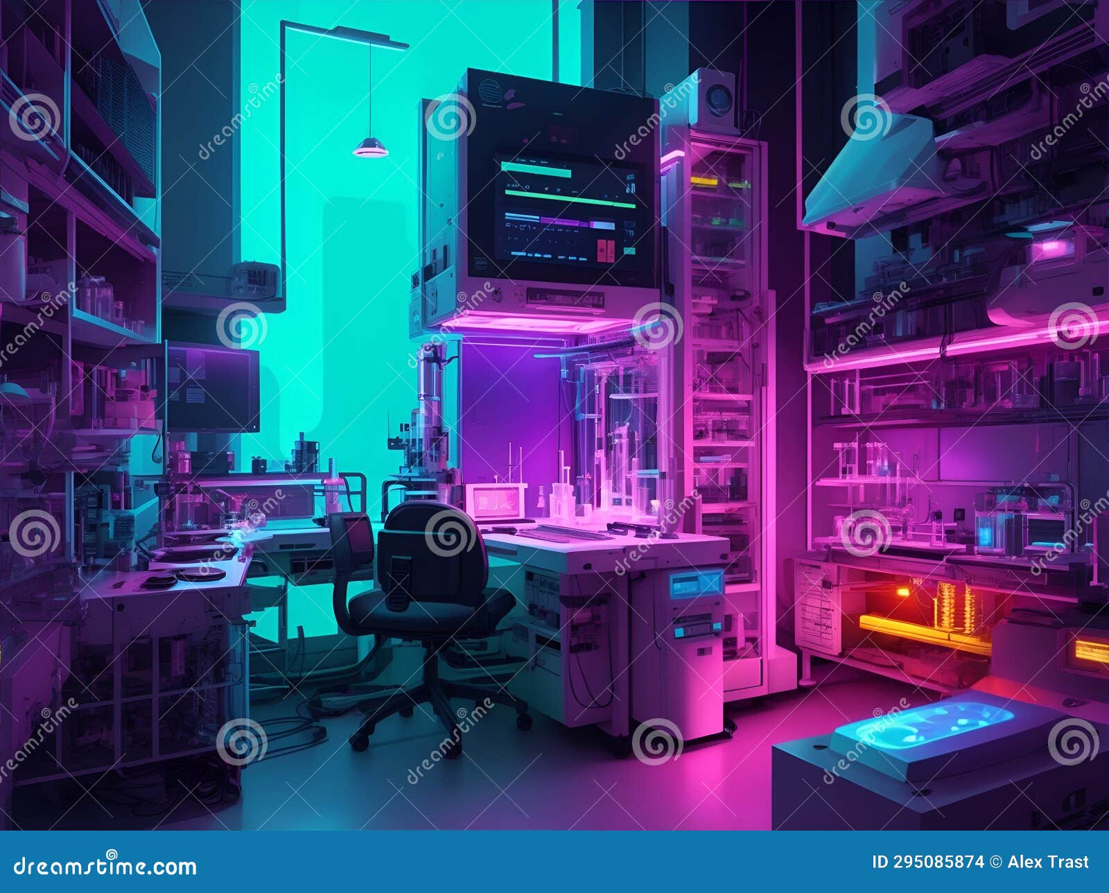 Cyberpunk-Style Laboratory stock illustration. Illustration of ...