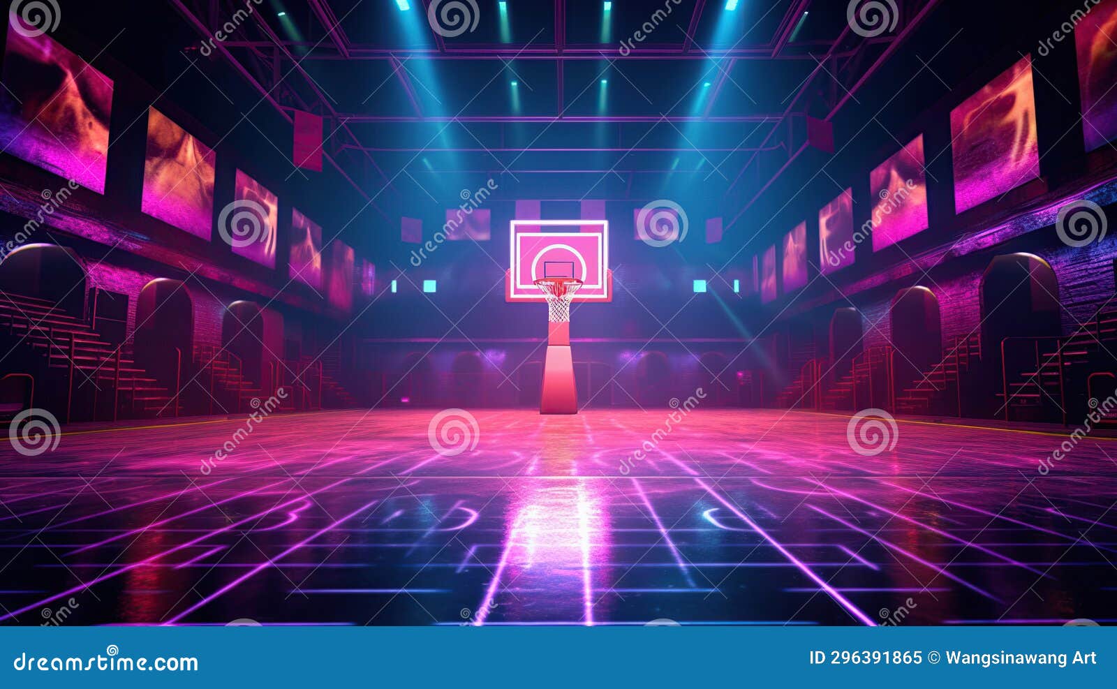 Cyberpunk Style Room with Neon Lights Stock Illustration - Illustration ...