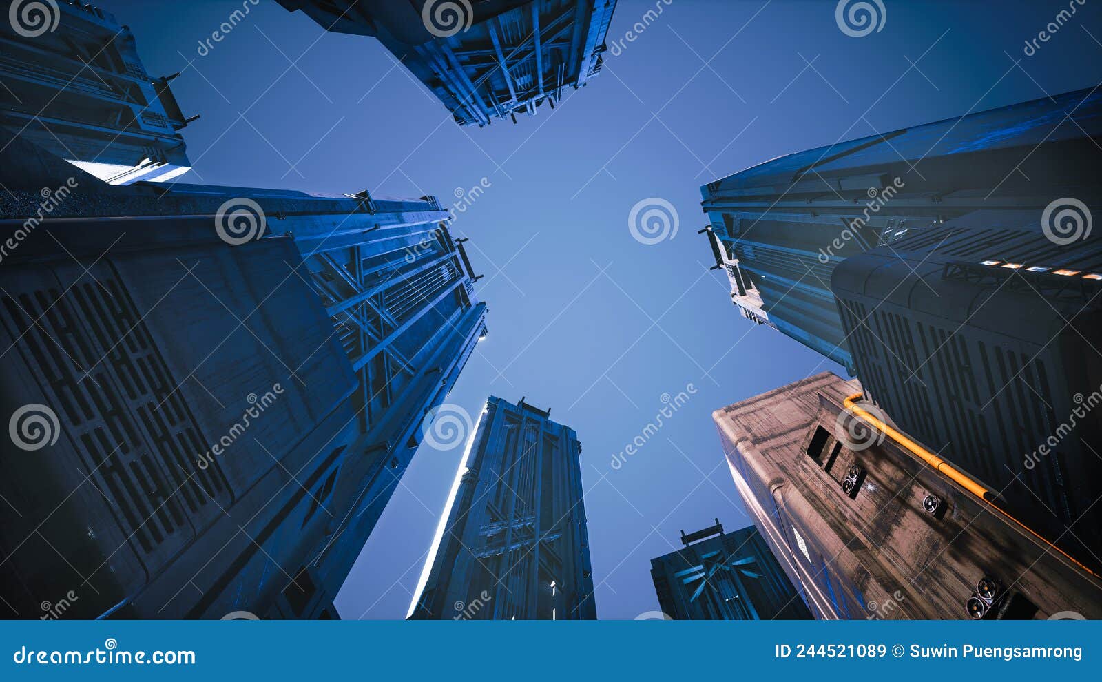 Cyberpunk Tall Hero In A Techno Futuristic Landscape Royalty-Free Stock ...