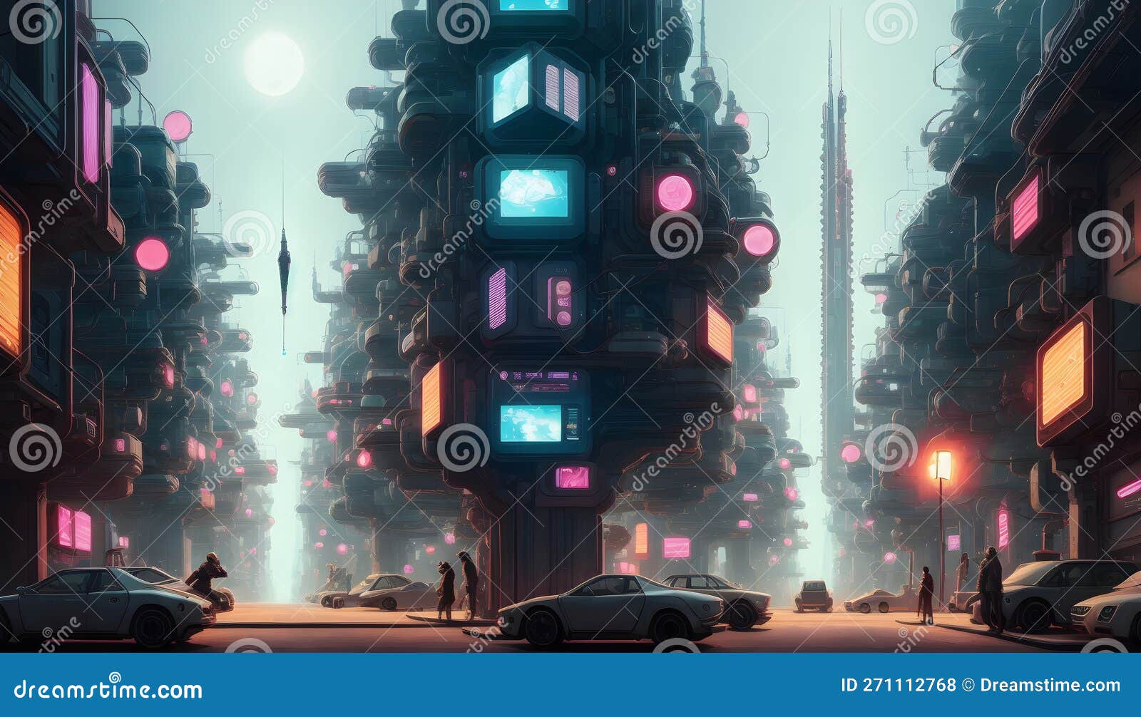 Cyberpunk Theme Sci Fi Background 3D Rendering of Abstract Neon Mega ...