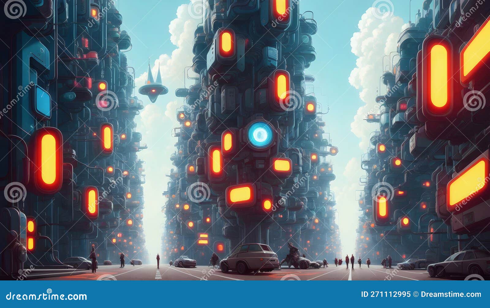 Cyberpunk Theme Sci Fi Background 3D Rendering of Abstract Neon Mega ...