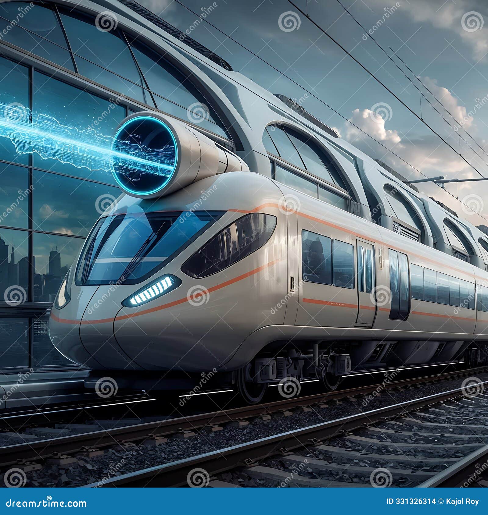Cyberpunk Train Stock Illustrations High-speed Hydrogen Train on the ...
