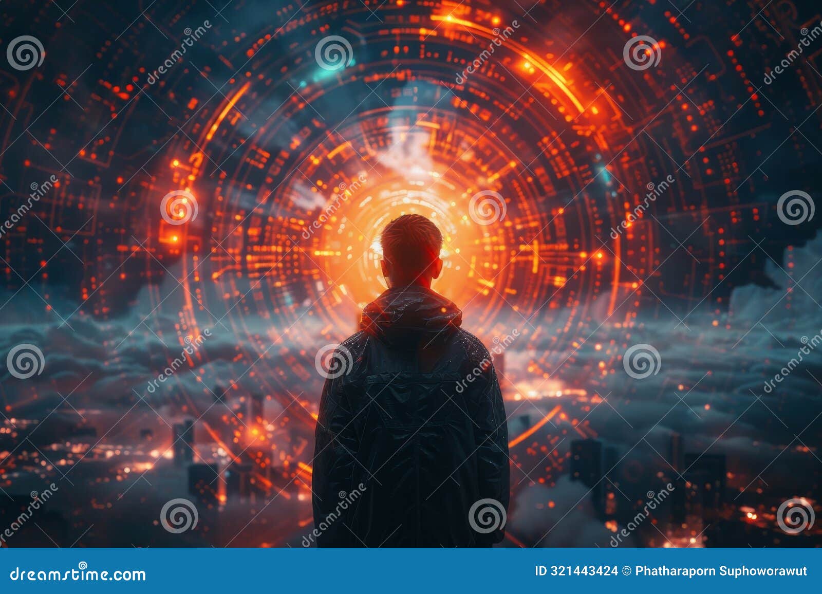 Cyberpunk Cat Gazing At Earth From A Space Station Window Stock Image ...