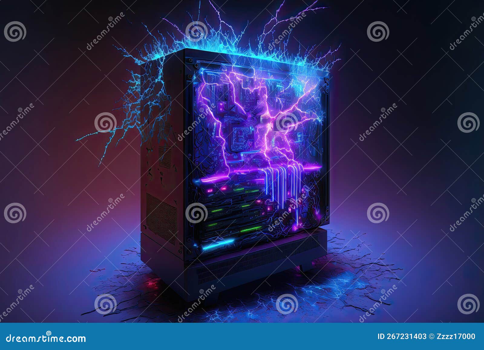 Cyberpunk-Zukunft : Dynamischer Und Farbiger Computer. Generative Hilfe ...